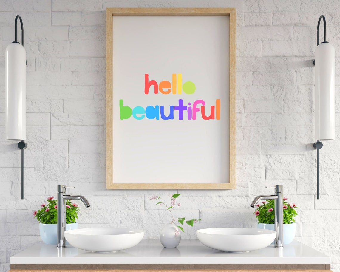 Hello Beautiful Girlfriend Gift Rainbow Art Teen Girl - Etsy