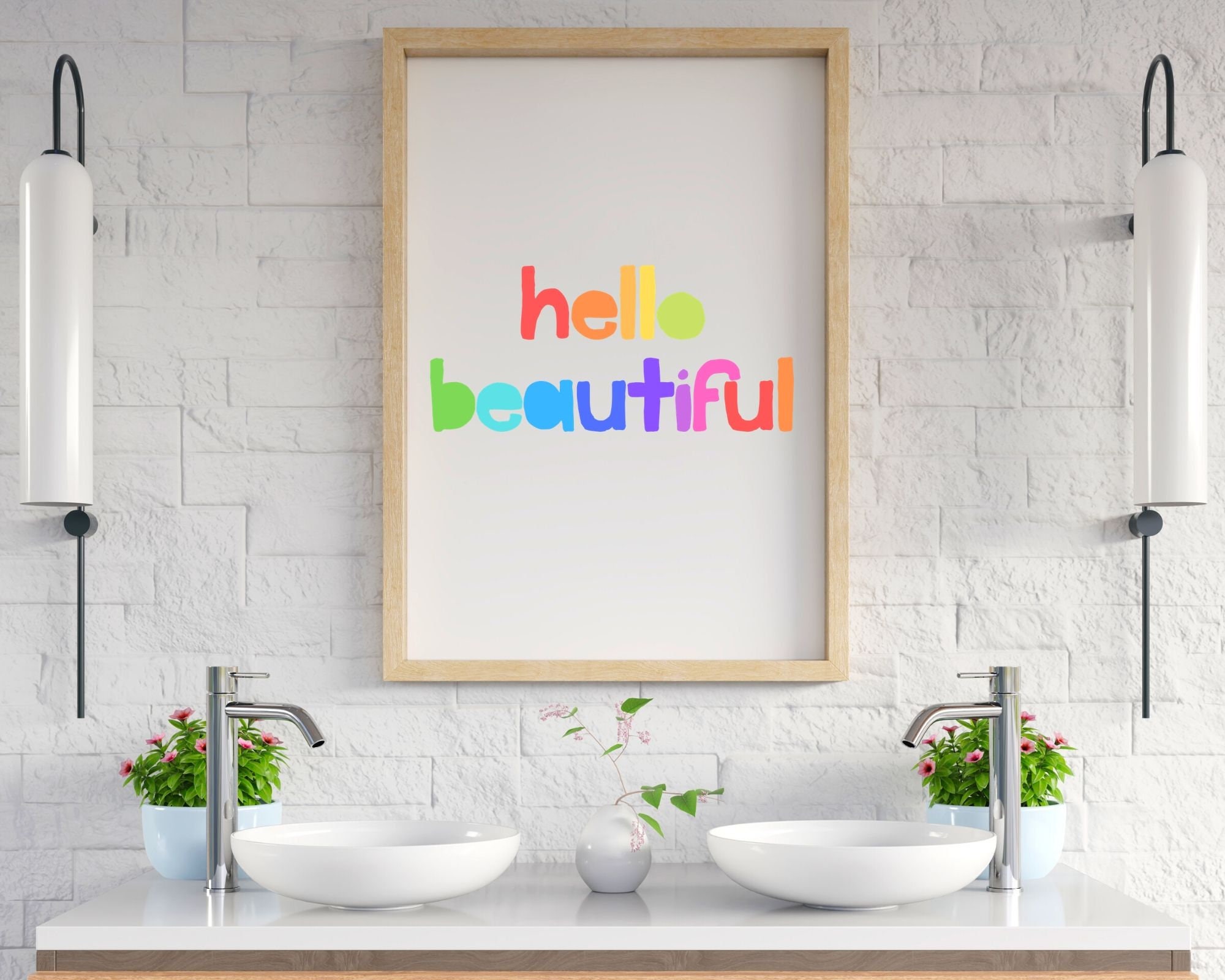 Hello Beautiful | Girlfriend Gift | Rainbow Art | Teen Girl Bedroom ...