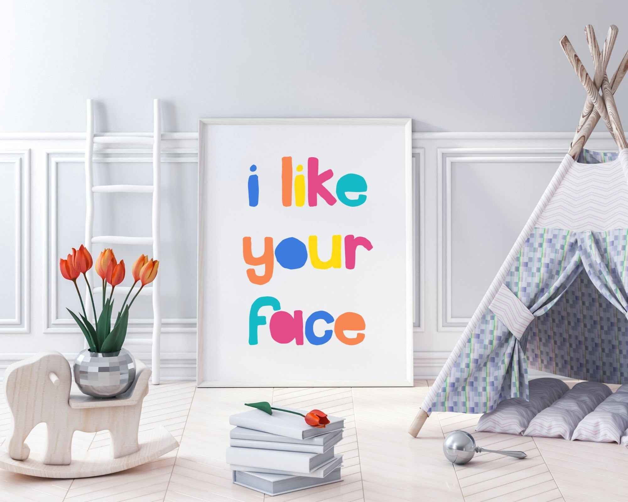 I Like Your Face Girlfriend Gift Rainbow Art Wall Art | Etsy