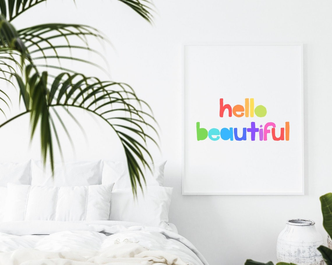 Hello Beautiful Girlfriend Gift Rainbow Art Teen Girl - Etsy
