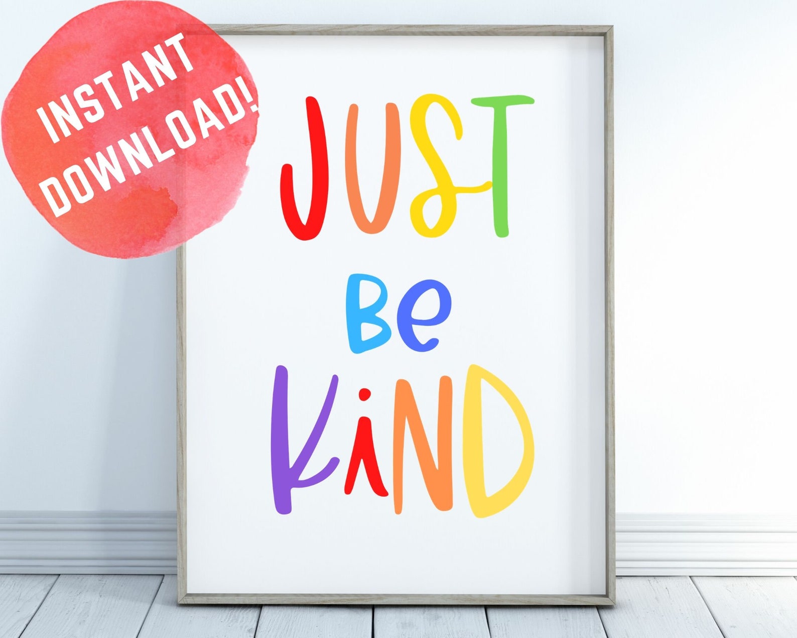 Be Kind Poster, Rainbow Colored Wall Art, Kindness Print, Positive ...