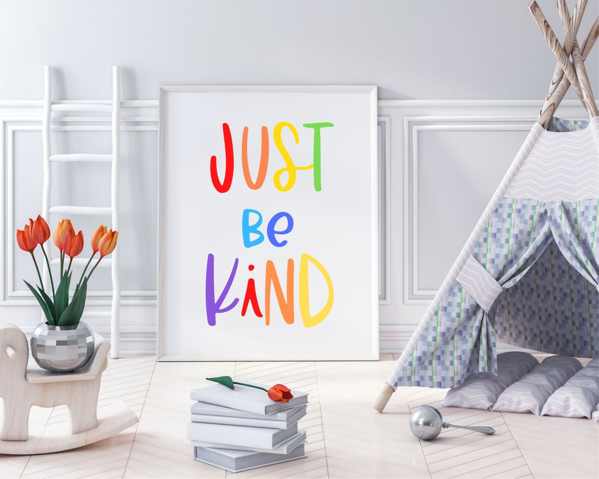 Be Kind Poster, Rainbow Colored Wall Art, Kindness Print, Positive ...