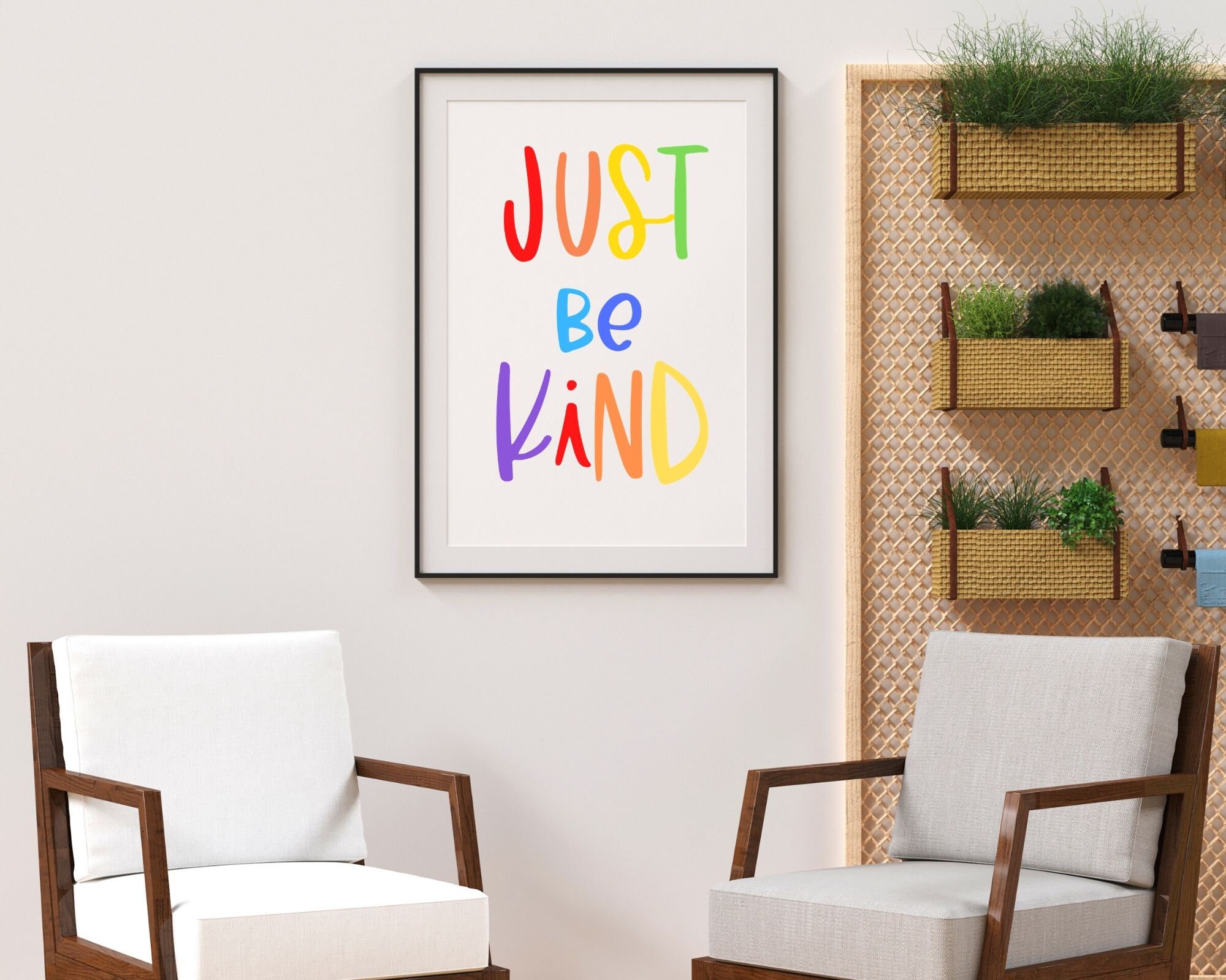 Be Kind Poster, Rainbow Colored Wall Art, Kindness Print, Positive ...