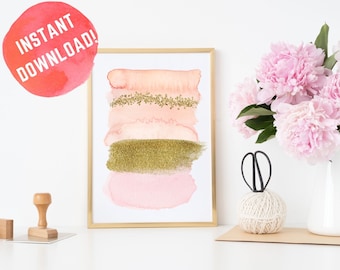 Gold and Pink Wall Art - Etsy
