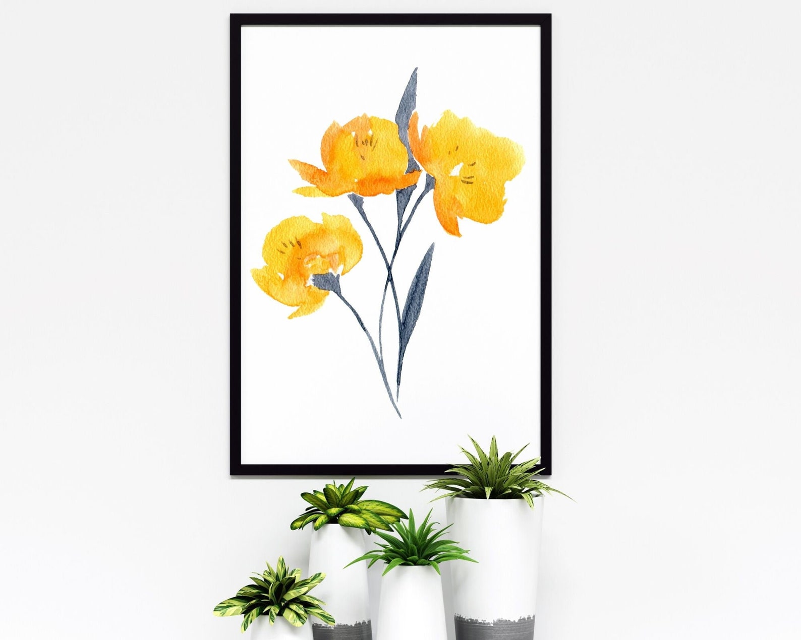 Yellow Flowers 2 Watercolor Flower Art Printable - Instant Download ...