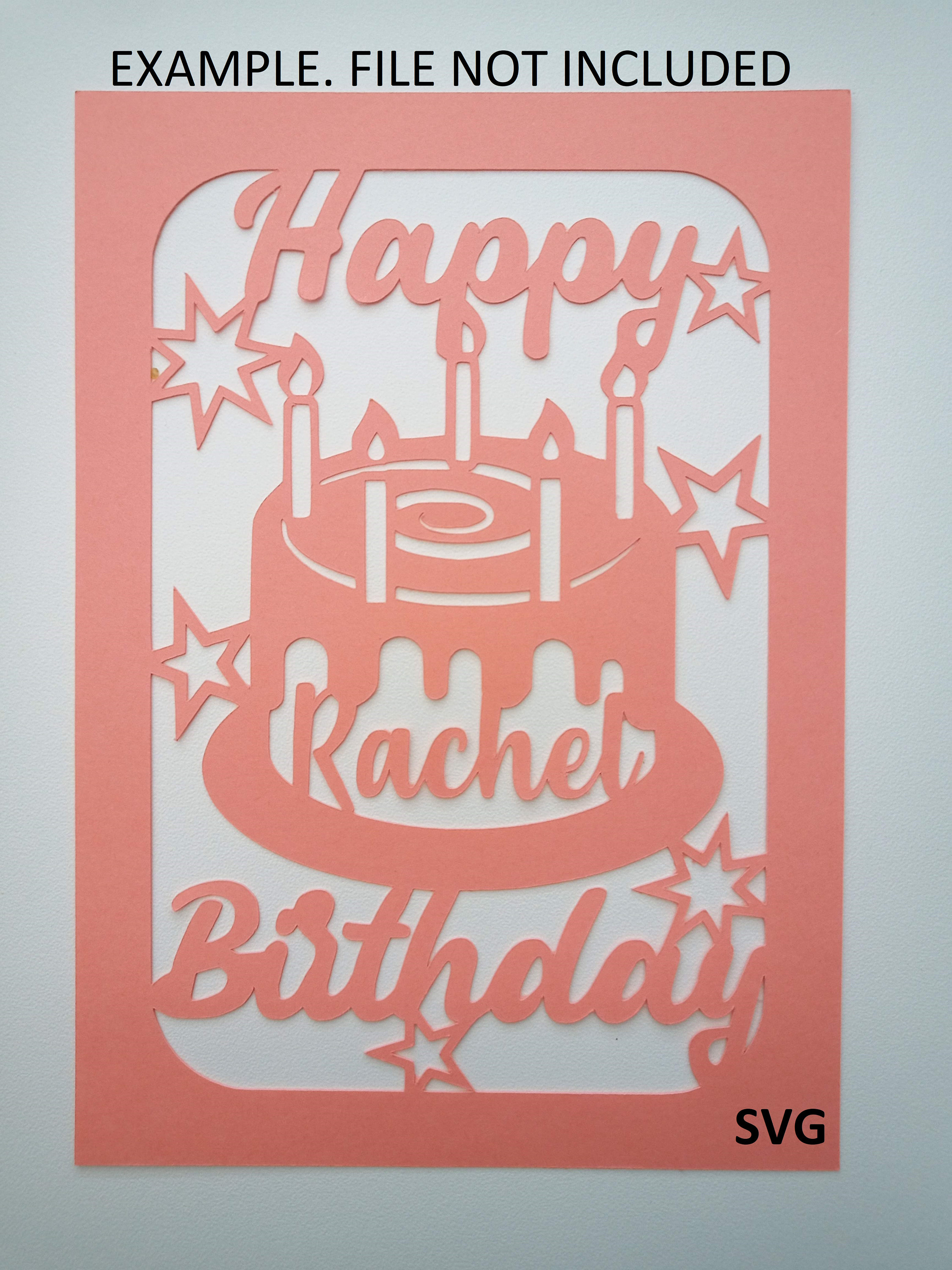 Personalized Birthday Cake Card SVG Cut File - Etsy