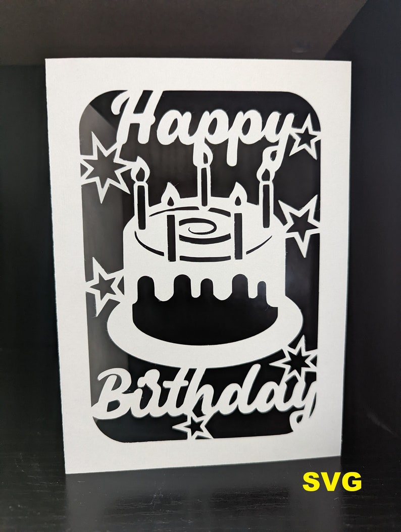 Personalized Birthday Cake Card SVG Cut File - Etsy