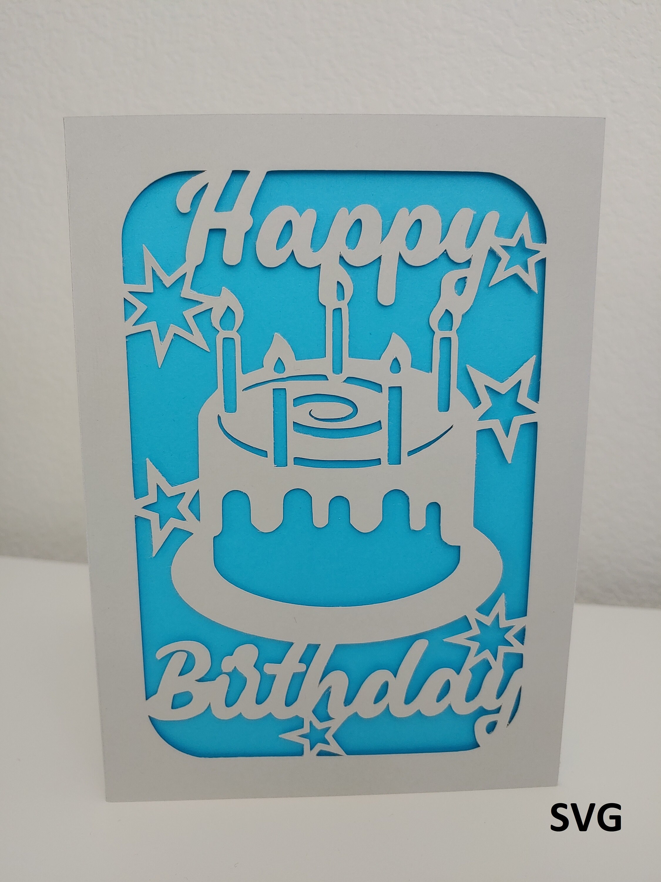 Personalized Birthday Cake Card SVG Cut File - Etsy