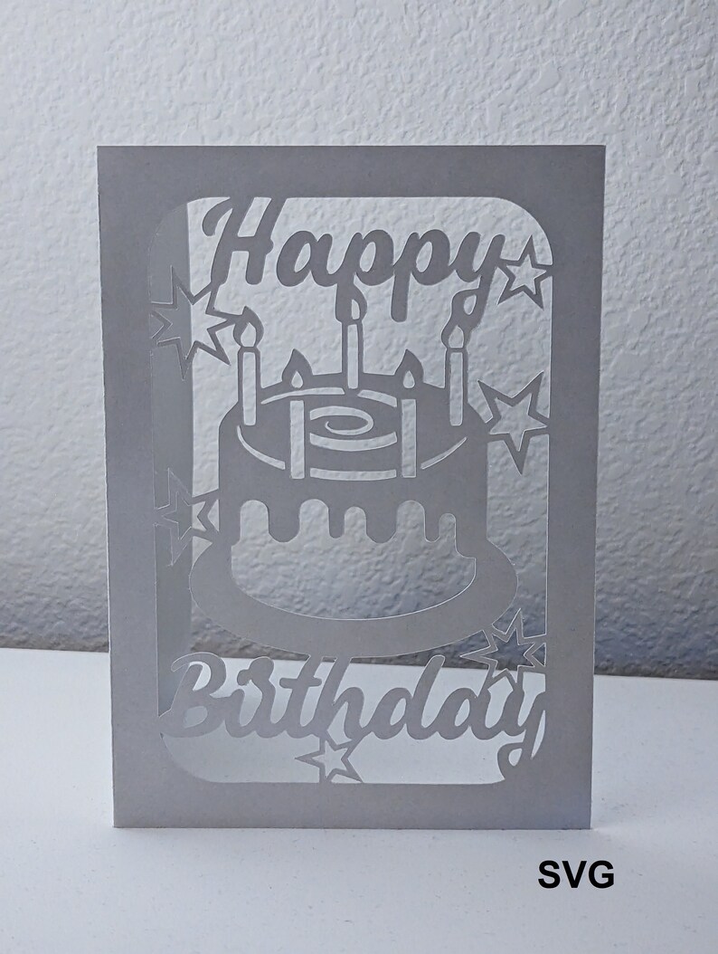 Personalized Birthday Cake Card SVG Cut File - Etsy