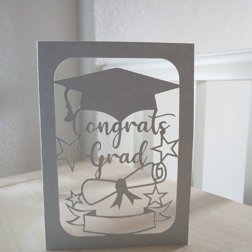 3D Congrats Graduate Shadowbox Card SVG Cut File folds Flat - Etsy