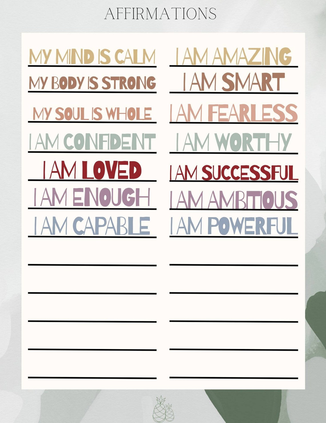 Sage Mind, Body & Soul Journal, Digital Download, 21 Pages - Etsy