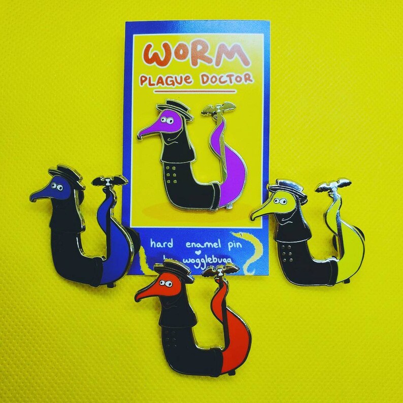 Plague Doctor Worm Enamel Pins | Etsy