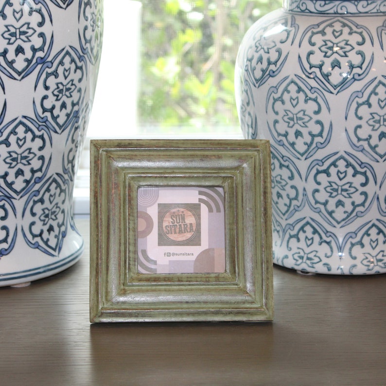 Rustic Mango Wood Picture Frame: Green 4x4 Photo Frame - Etsy