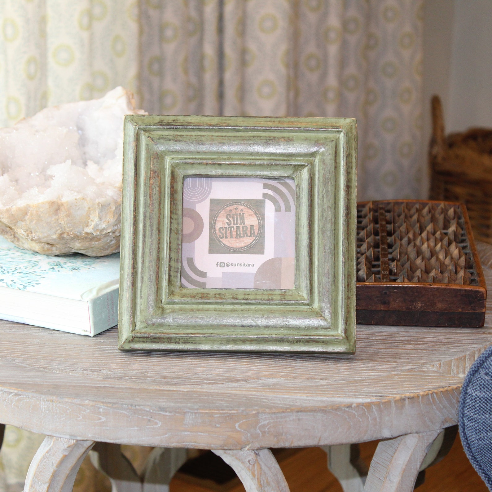 Rustic Mango Wood Picture Frame: Green 4x4 Photo Frame - Etsy