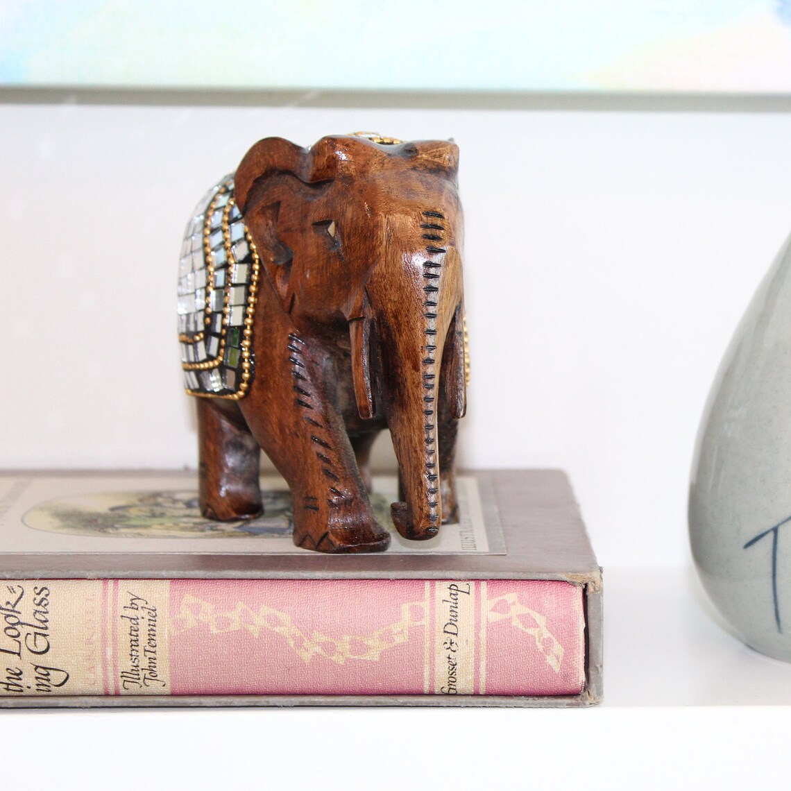 Mirrored Mosaic Wooden Elephant Wooden Woodwork Animal | Etsy