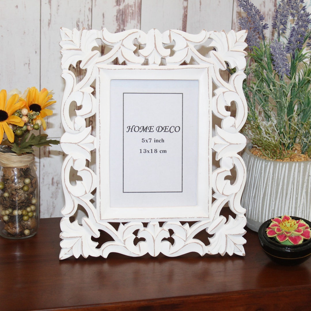 White Ornate Wooden 5x7 Picture Frame - Etsy