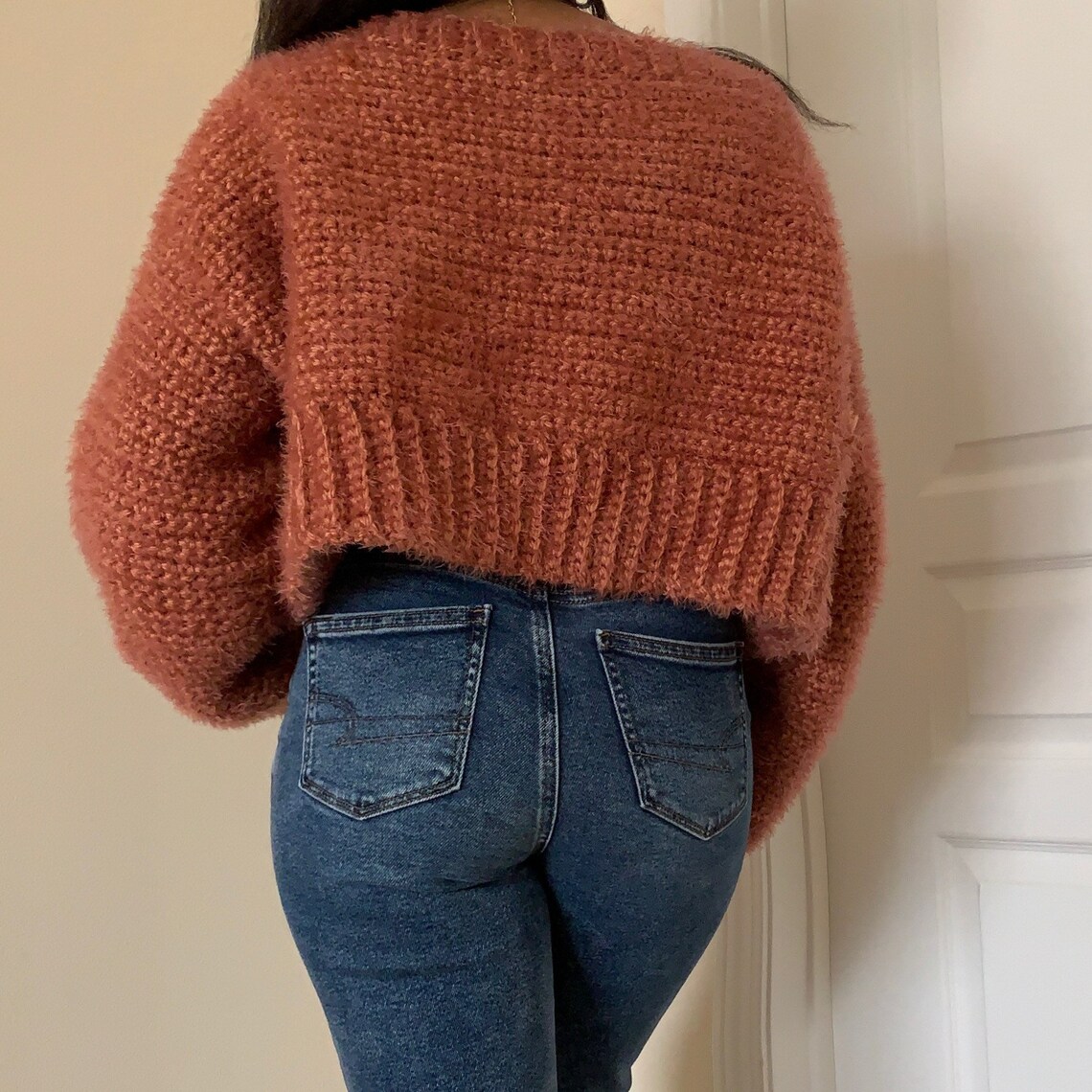 Fuzzy Crochet Cropped Cardigan Crochet Cardigan Oversized - Etsy