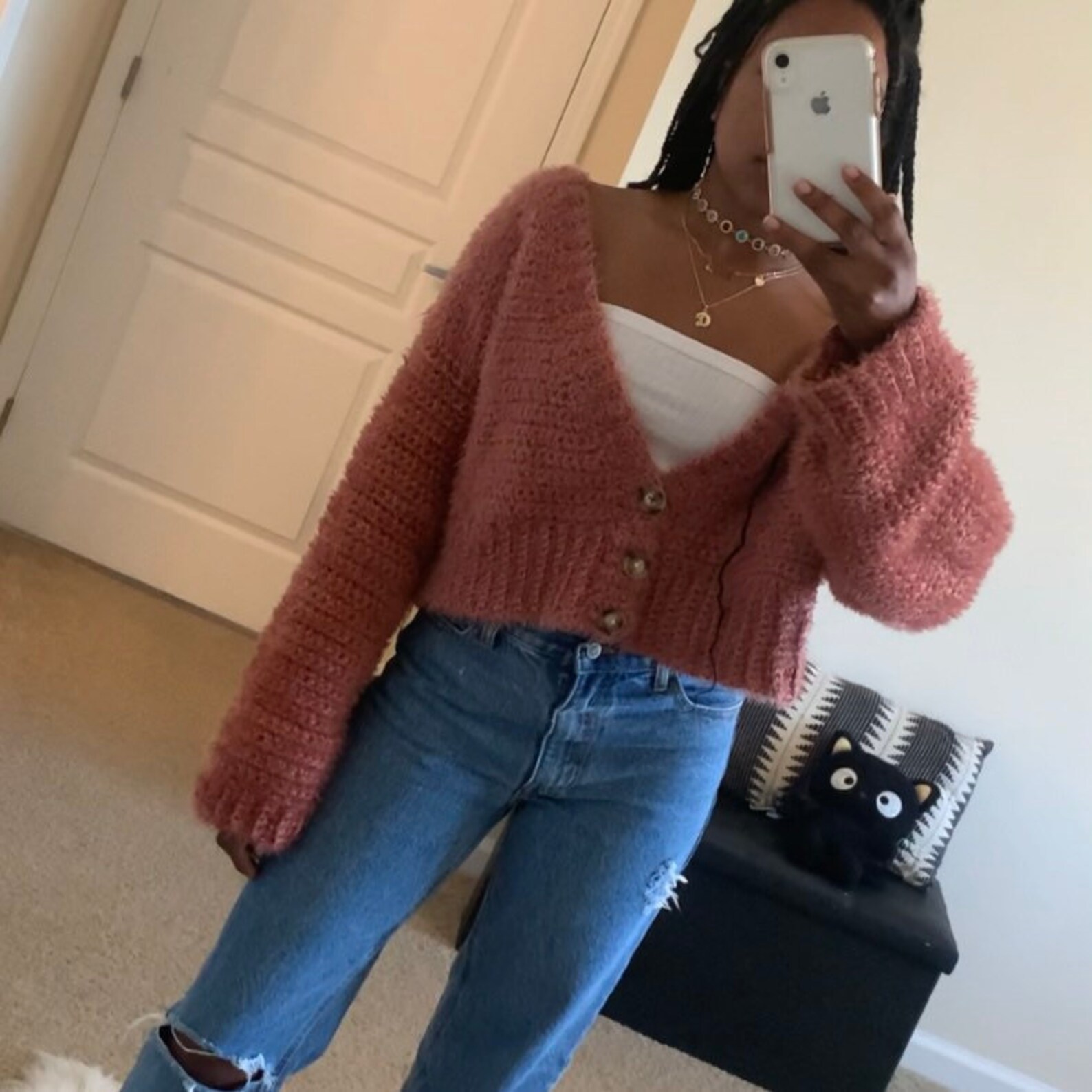Fuzzy Crochet Cropped Cardigan Crochet Cardigan Oversized - Etsy