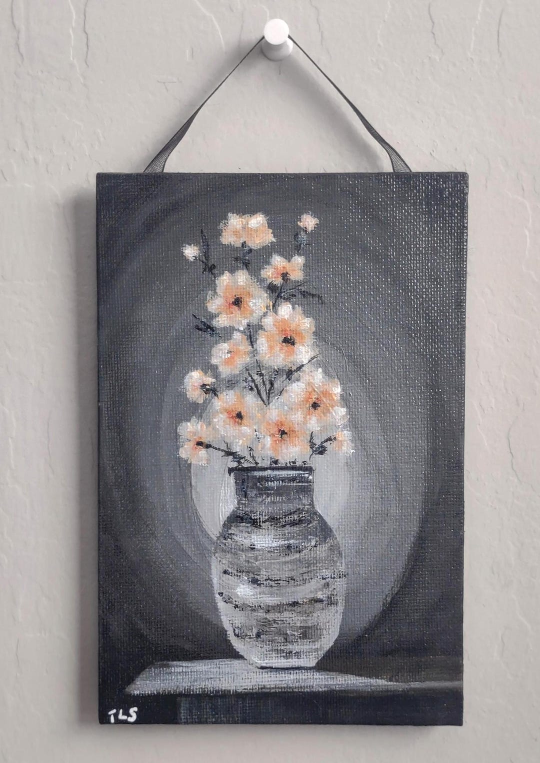 Original Flower Acrylic Painting. Small Flower Painting. Floral Wall ...
