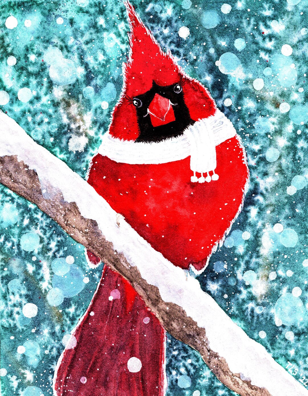 Cardinal Art Print in Handmade Clay Frame: Winter Christmas Decor - Etsy