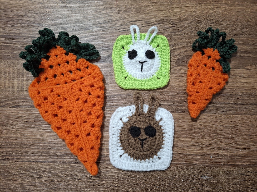 Crochet Bunny Face Granny Square Pattern - Etsy