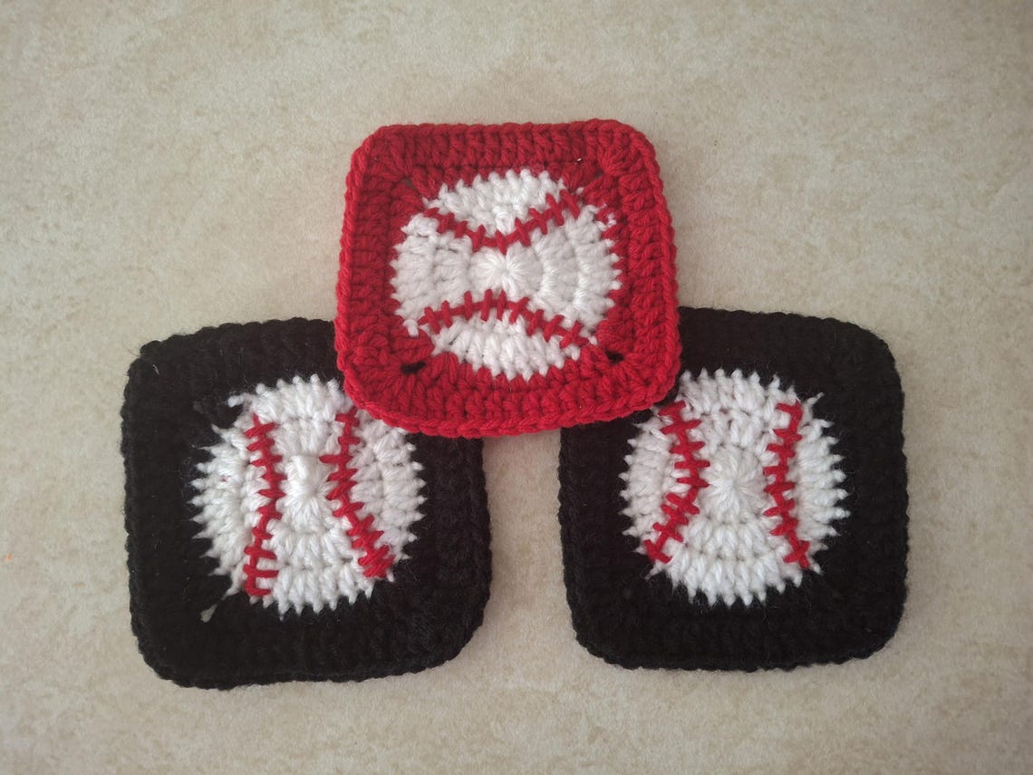 Crochet Baseball Granny Square Pattern - Etsy