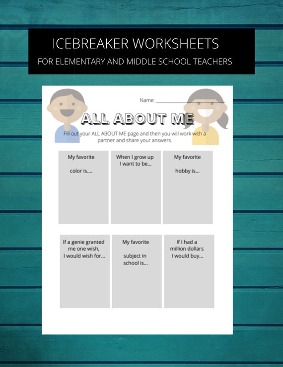 Elementary and Middle School Icebreaker Letter Size Worksheets - Etsy
