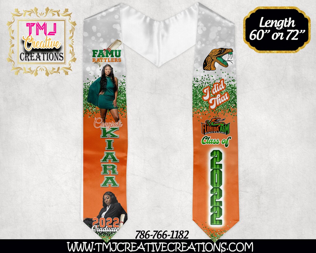 CUSTOM GRADUATION STOLE Orange and Green Graduation Stole Gift Ideas ...