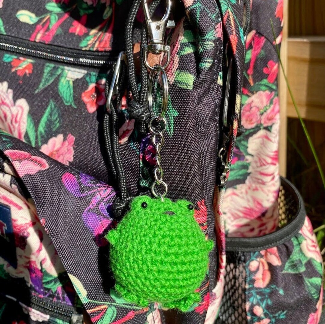 Chubby Matcha Frog Crochet Keychain - Etsy
