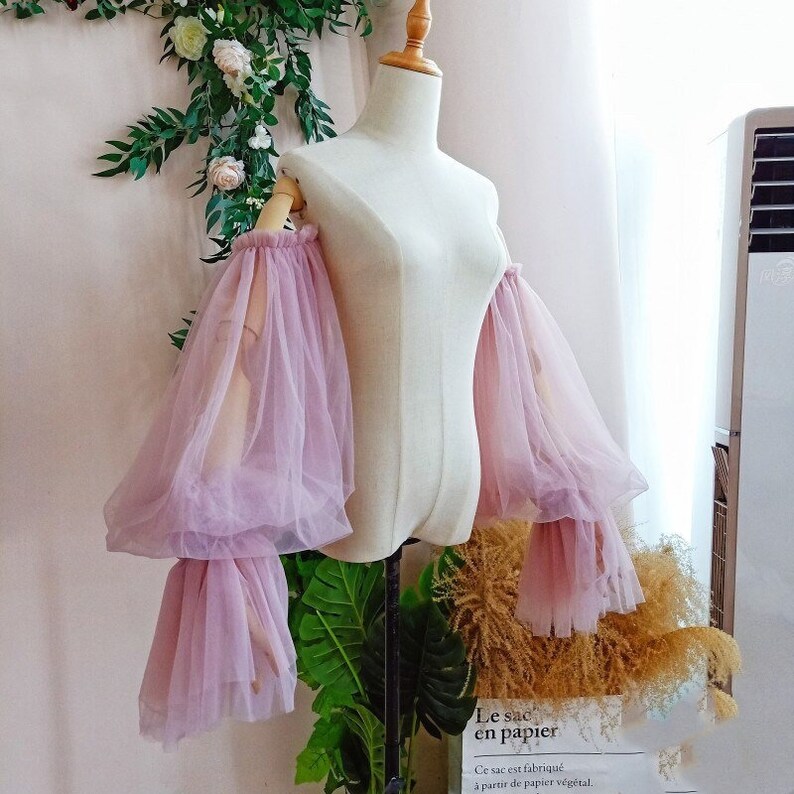 Plum Soft Tulle Wedding Puffy Sleeves Removeable Ruffles - Etsy
