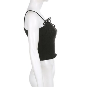 Black Color Tie up Mini Vest Summer Grunge Knitted Cut Out - Etsy