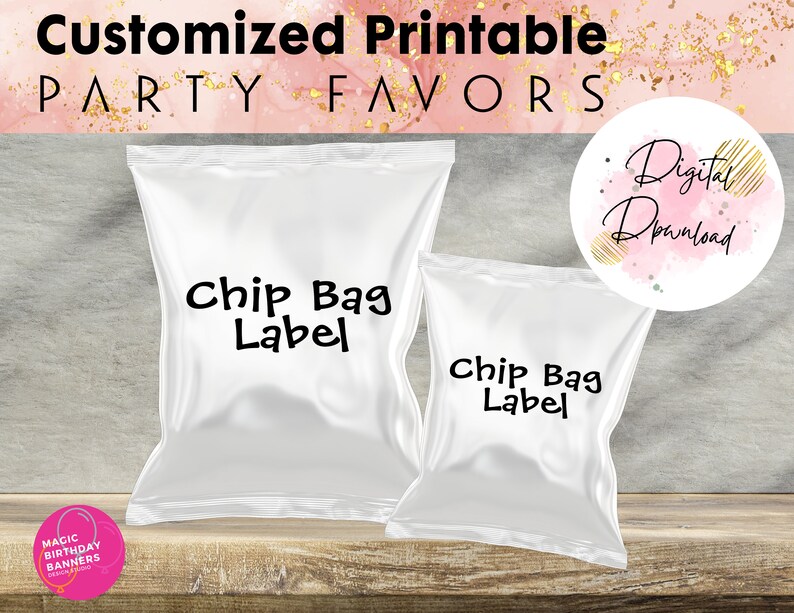 Customized Printable Party Favors, Custom Chip Bag Label, Custom Design ...