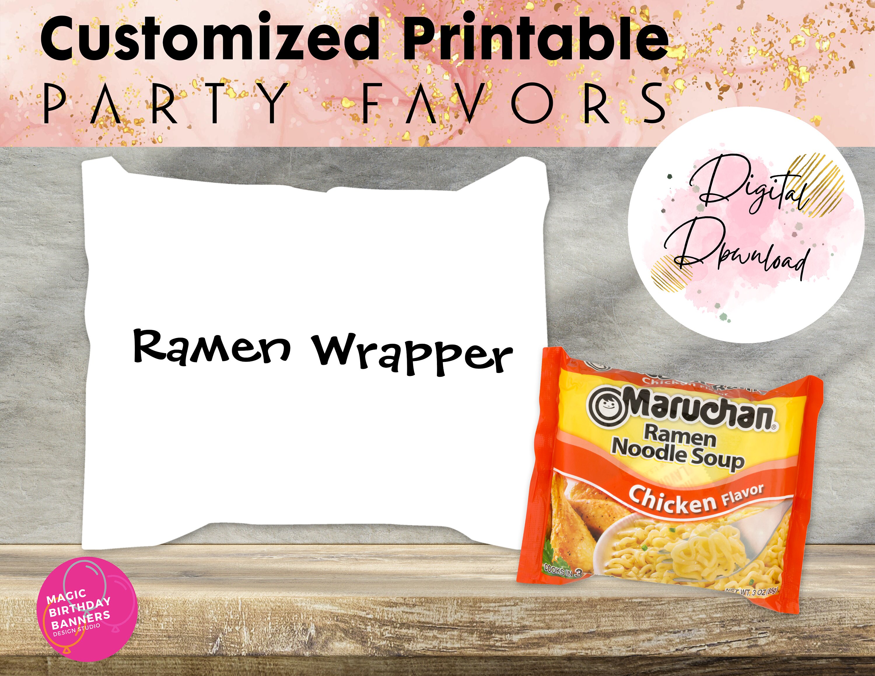 Customized Printable Party Favors, Custom Ramen Wrapper, Custom Design ...