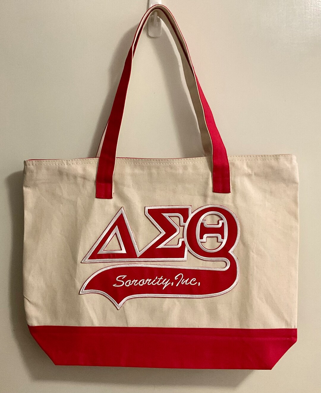 Delta Sigma Theta White and Red Canvas Tote Bag - Etsy