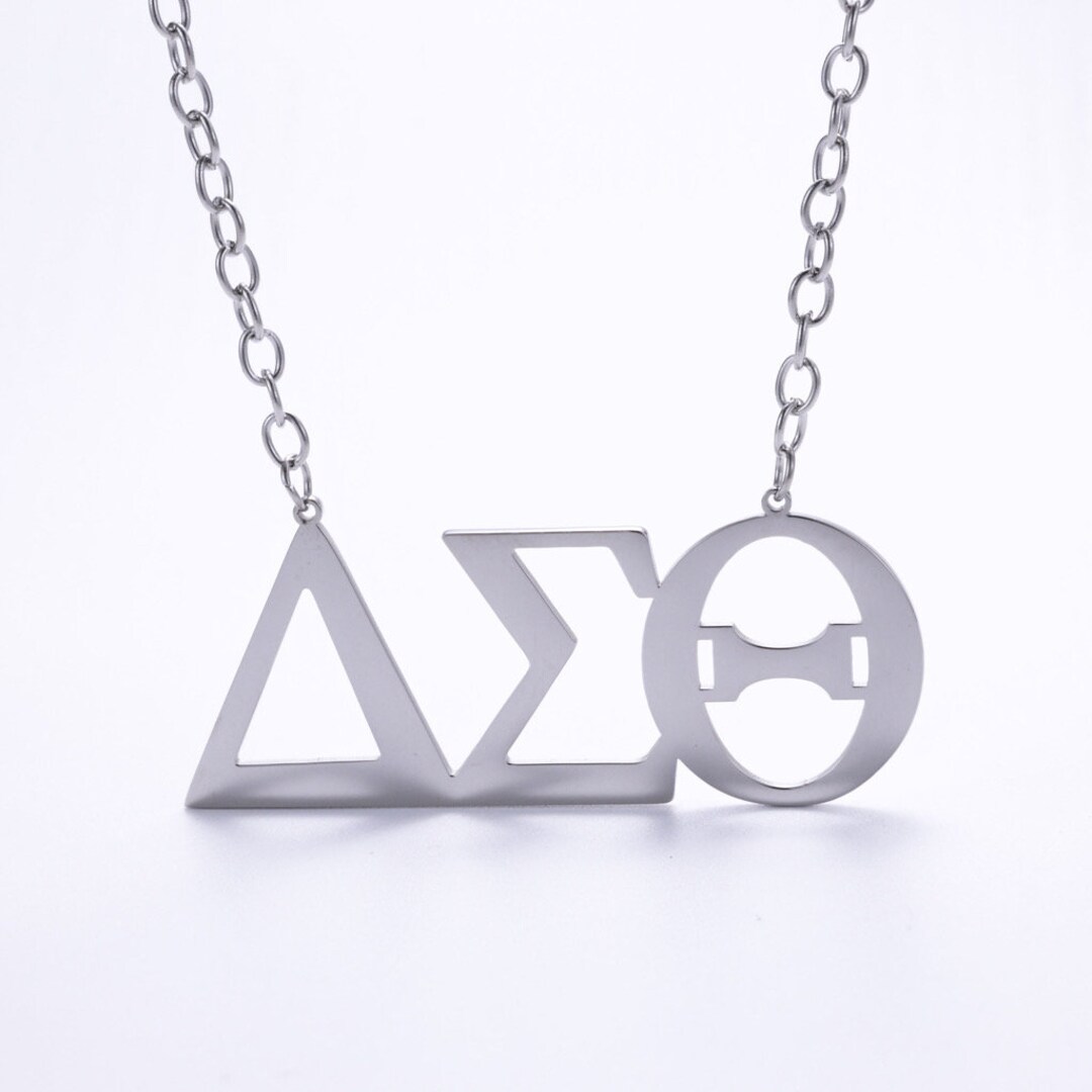 Delta Sigma Theta Greek Letter Silver Necklace - Etsy