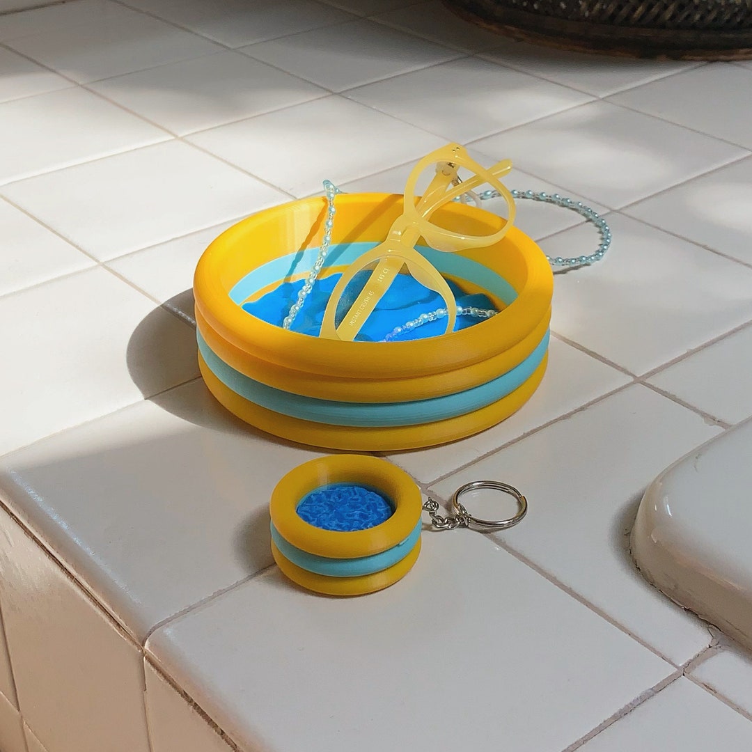 Pool Trinket Dish & Keychain: 3D Printed Pool With Colorful Swirling ...