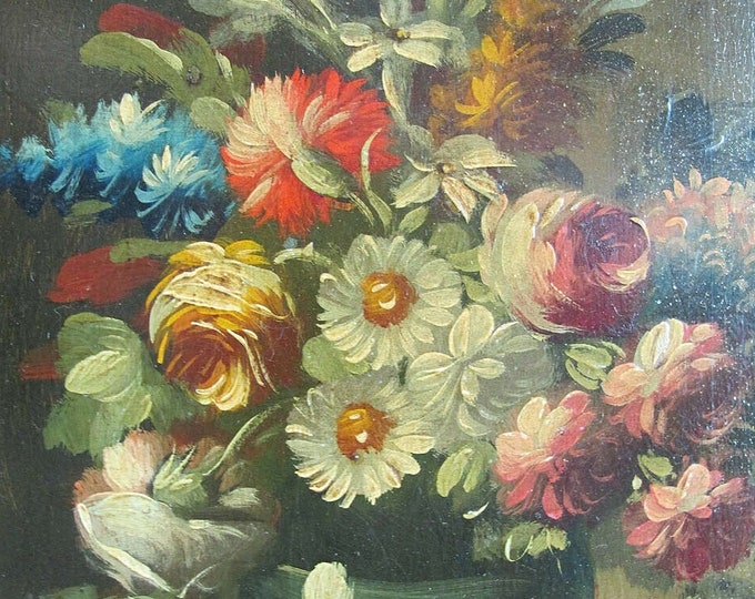 Signed Original Giuseppe Tempestini Floral Still Life on Wood Painting ...