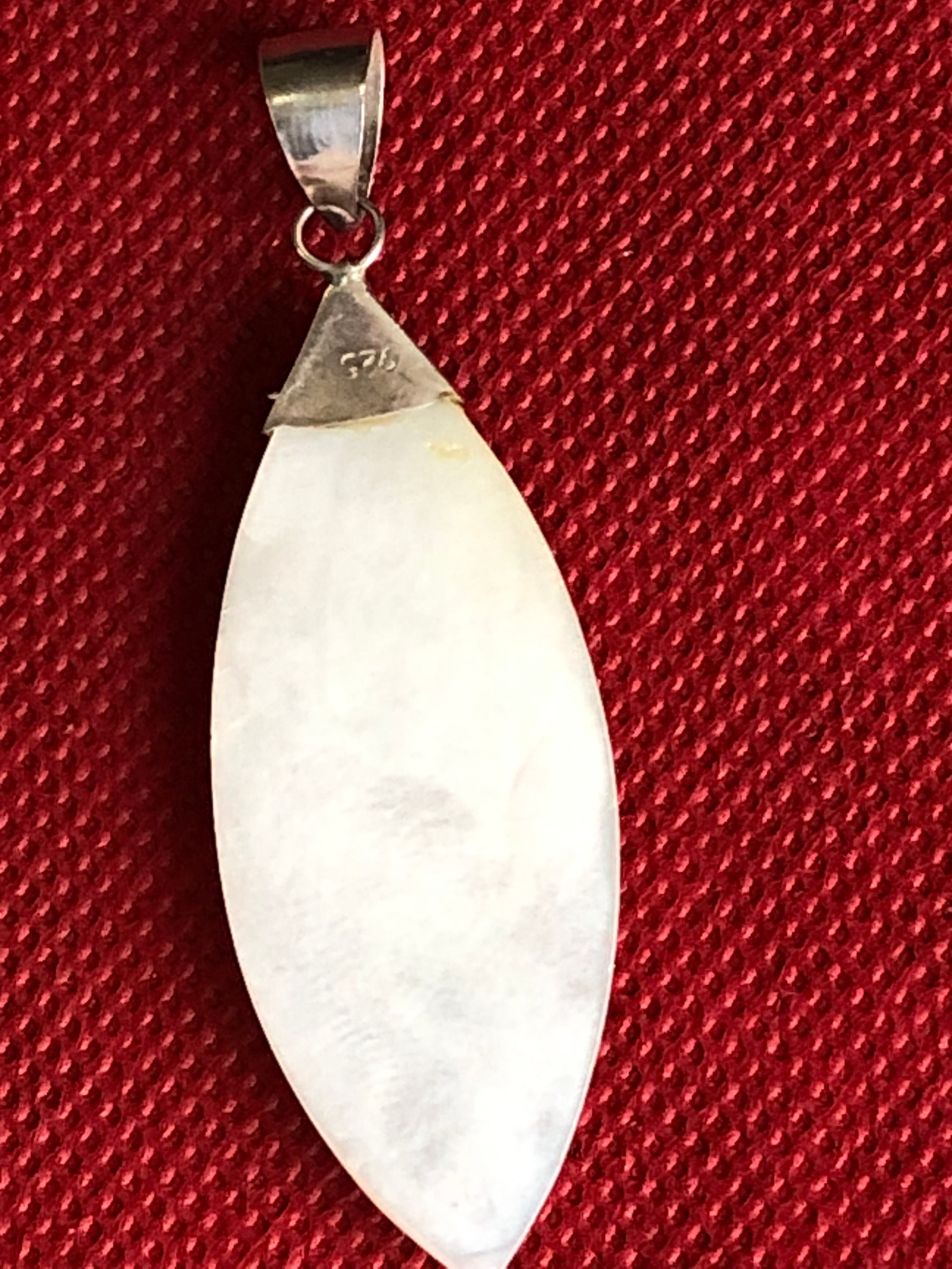 Vintage Modernist Victorian Revival White MOP Shell Long Drop Pendant ...
