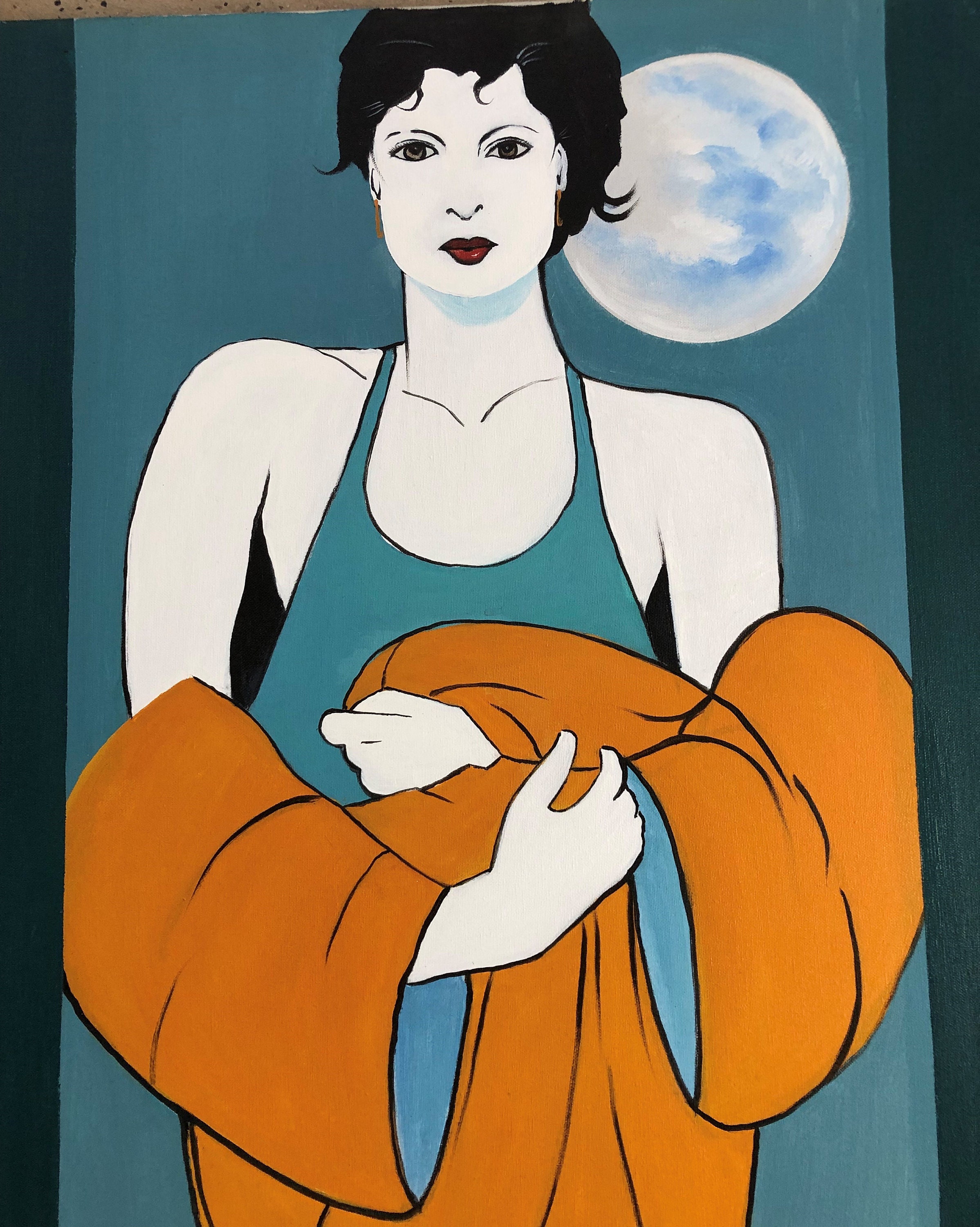 Signed Illegibly Unframed Original Painting After Patrick Nagel Art ...