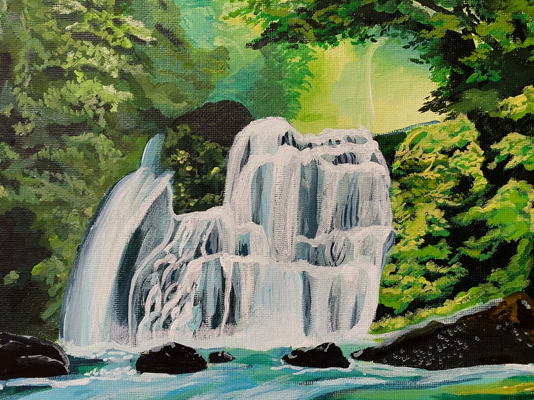Jungle Waterfall Acrylic Painting Original (11x14) - Etsy