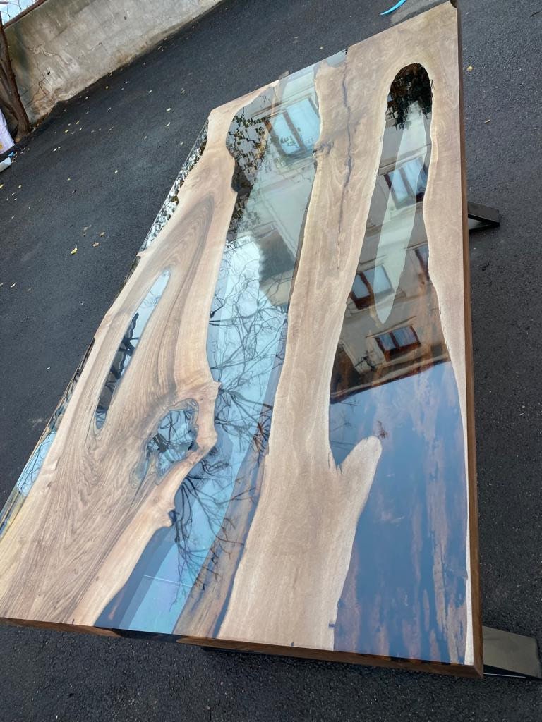 Walnut Dining Table Epoxy Resin Table Custom 80 X 40 Clear | Etsy