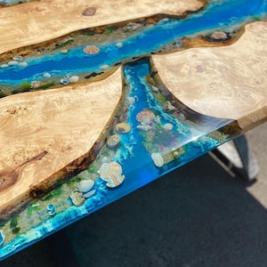 Ocean Table, Epoxy Dining Table, Custom 115” X 48” Poplar Wood Ocean ...