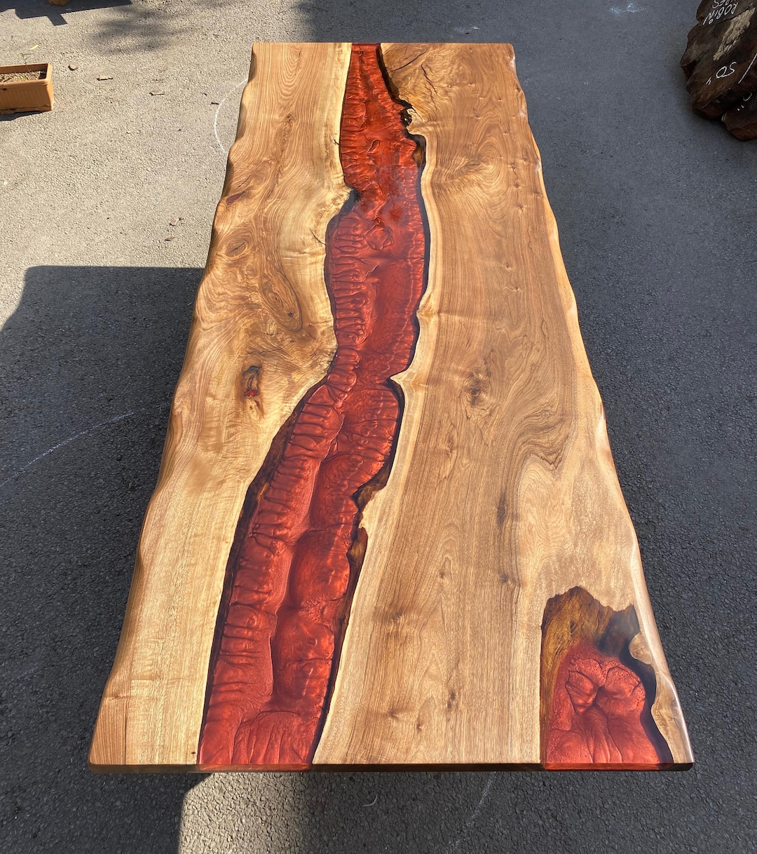 Custom 96" X 36" Epoxy Resin Table, Handmade Red Epoxy Table, Custom ...
