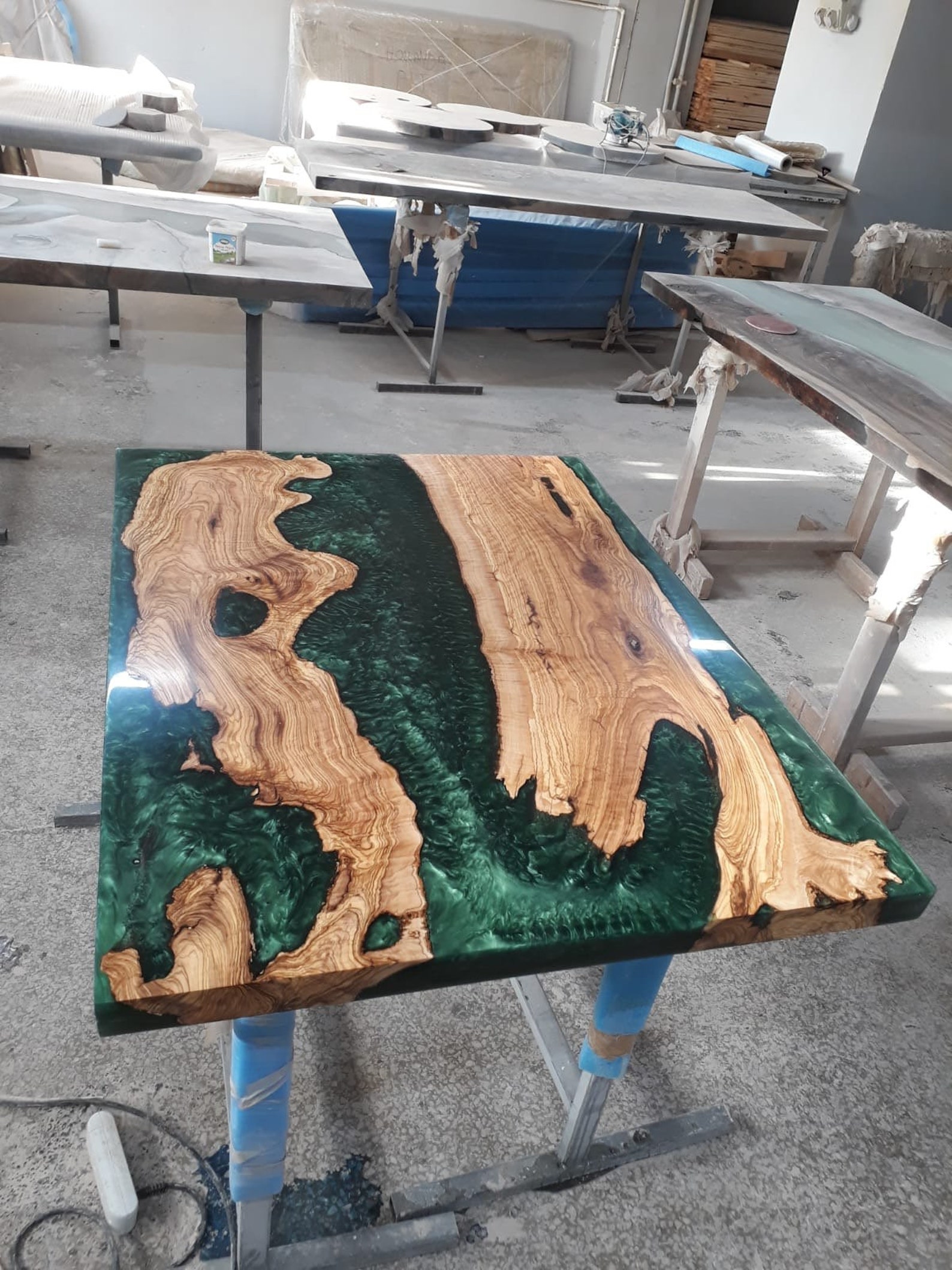 Olive Wood Table Epoxy Coffee Table Custom 48 X 36 Olive - Etsy