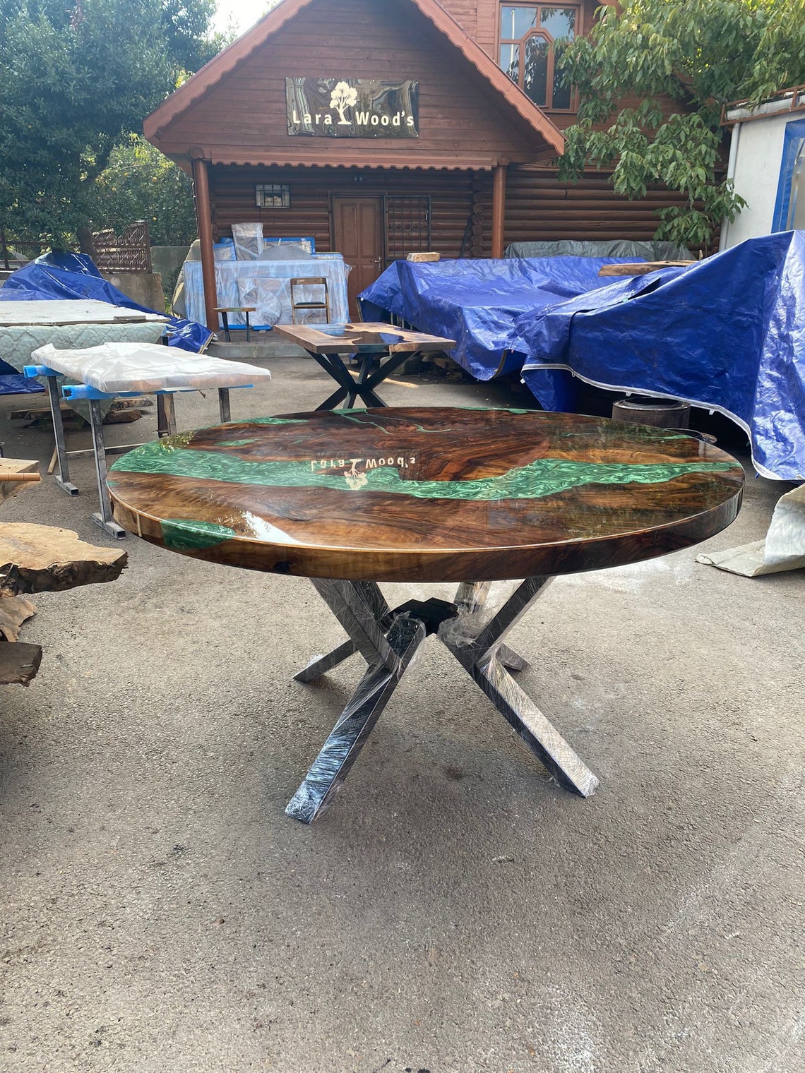 Epoxy Dining Table, Epoxy Resin Table, Custom 60” Diameter Round Walnut ...