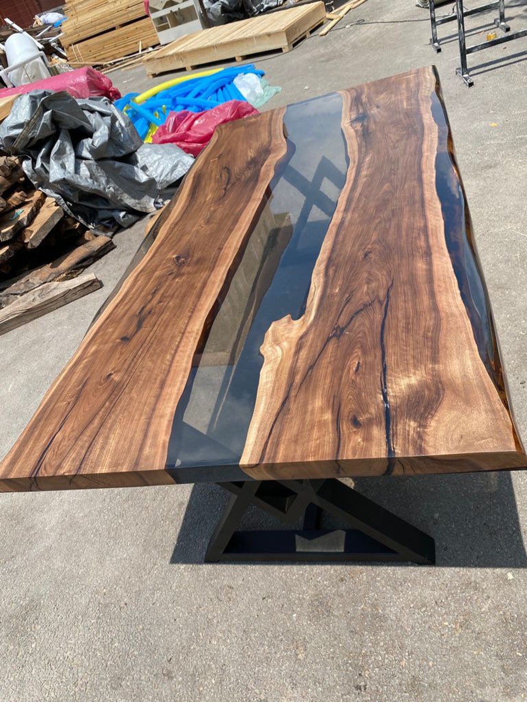 Walnut Dining Table, Epoxy Dining Table, Custom 84” X 42” Walnut Smoke ...