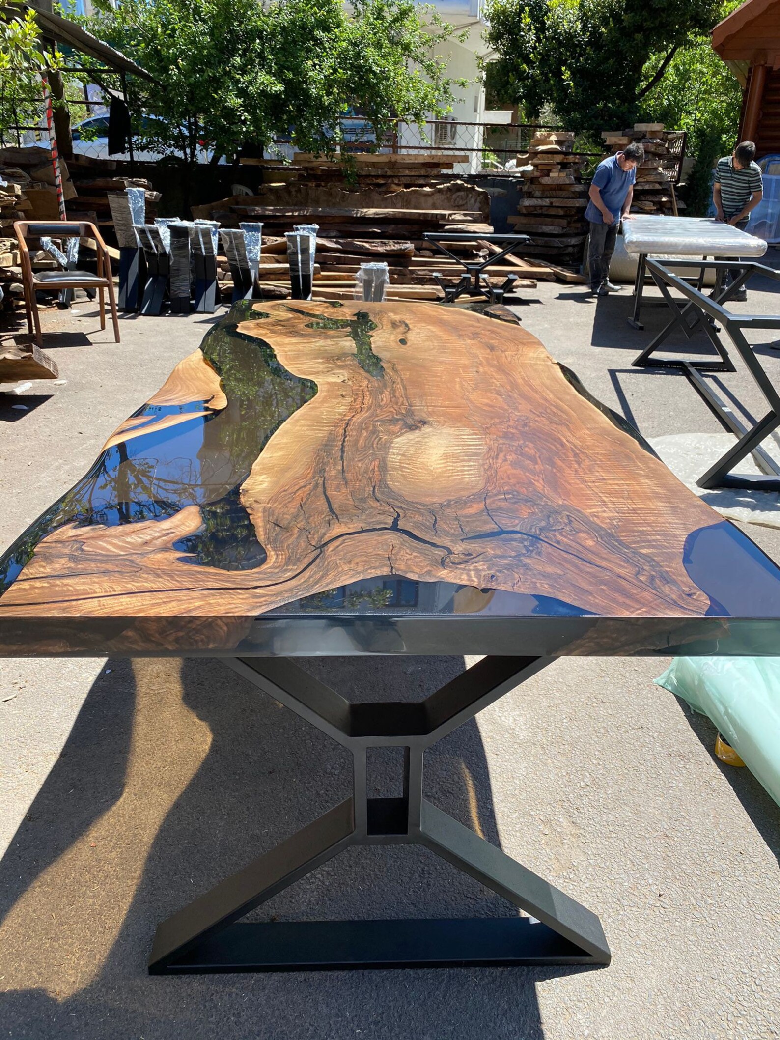 Walnut Dining Table Epoxy Dining Table Custom 84 X 36 - Etsy