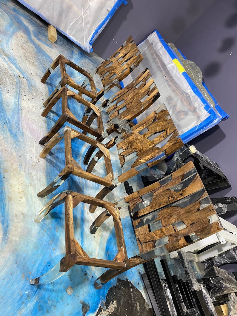 Walnut Epoxy Chair, Handmade Epoxy Resin Dining Room Wooden Chair - Etsy