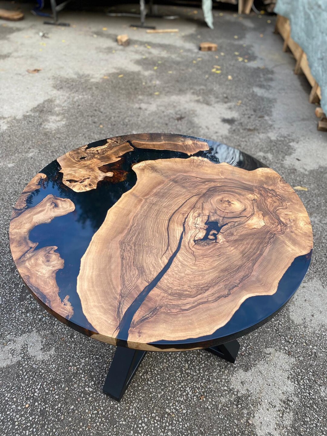 Epoxy Round Table, Epoxy Dining Table, Walnut Epoxy River Table, Custom ...