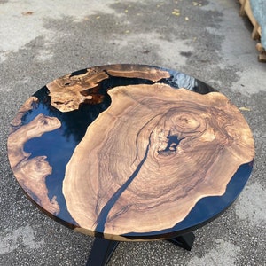 Epoxy Round Table, Epoxy Dining Table, Walnut Epoxy River Table, Custom ...
